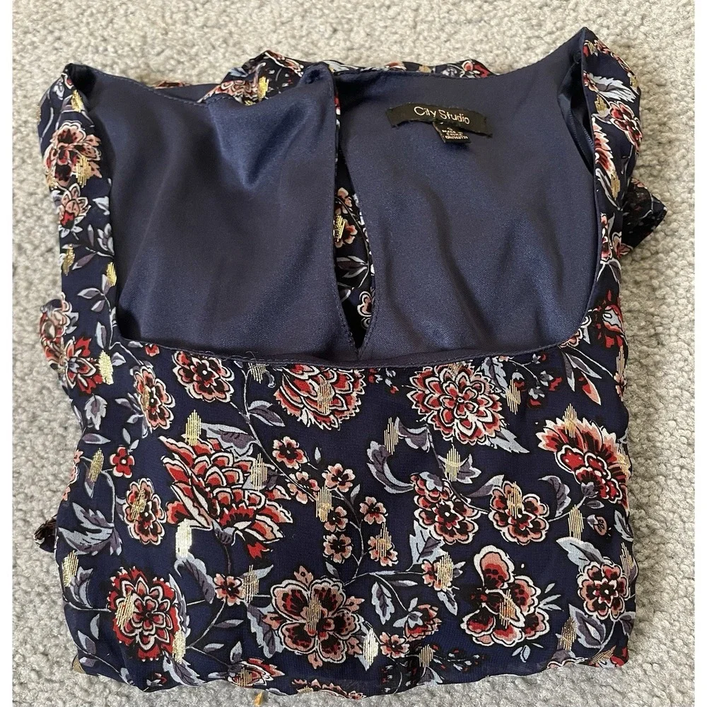 City Studio | Dresses | City Studio Layered Floral Mini Dress Sz S Navy ...